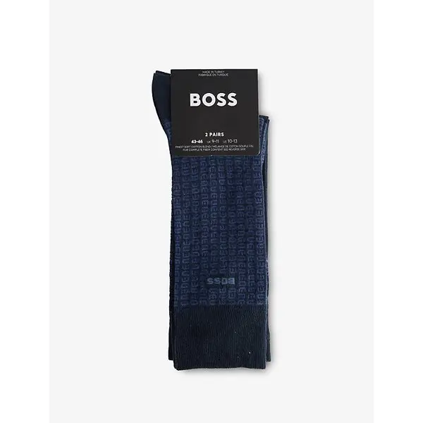 BOSS Fine-knit Stretch-cotton Blend Socks - Dark Blue