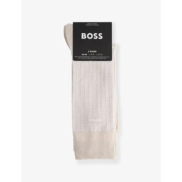 BOSS Fine-knit Stretch-cotton Blend Socks - Light Beige