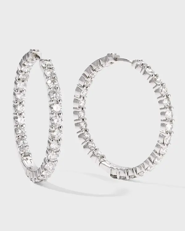 Roberto Coin 18k Diamond Hoop Earrings - White Gold