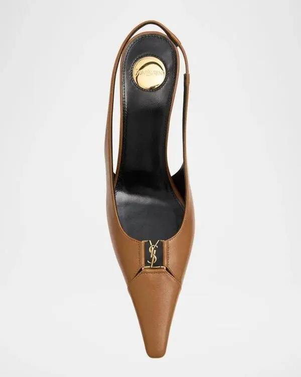 Saint Laurent Babylone Leather Slingback Pumps