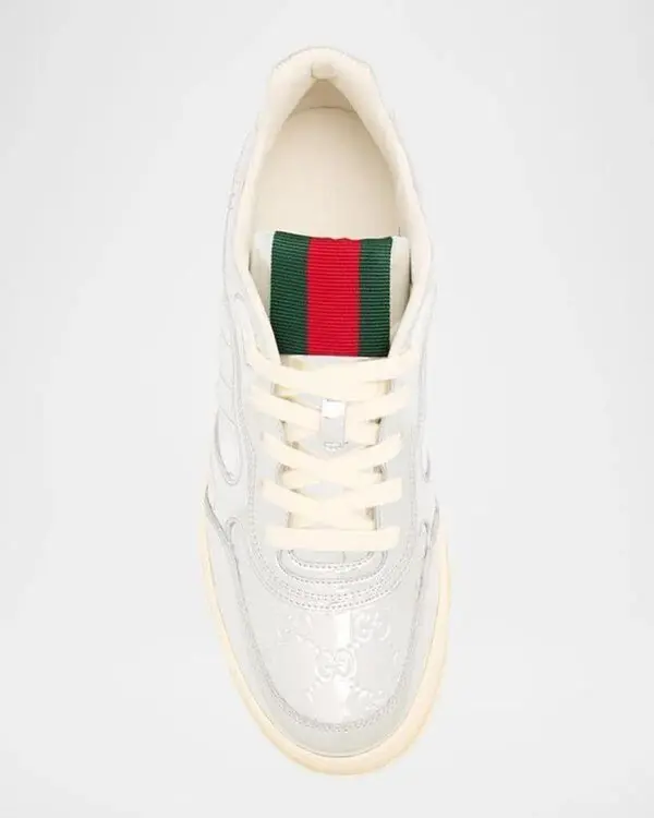 Gucci Re-web Mirror Leather Sneakers - Silver