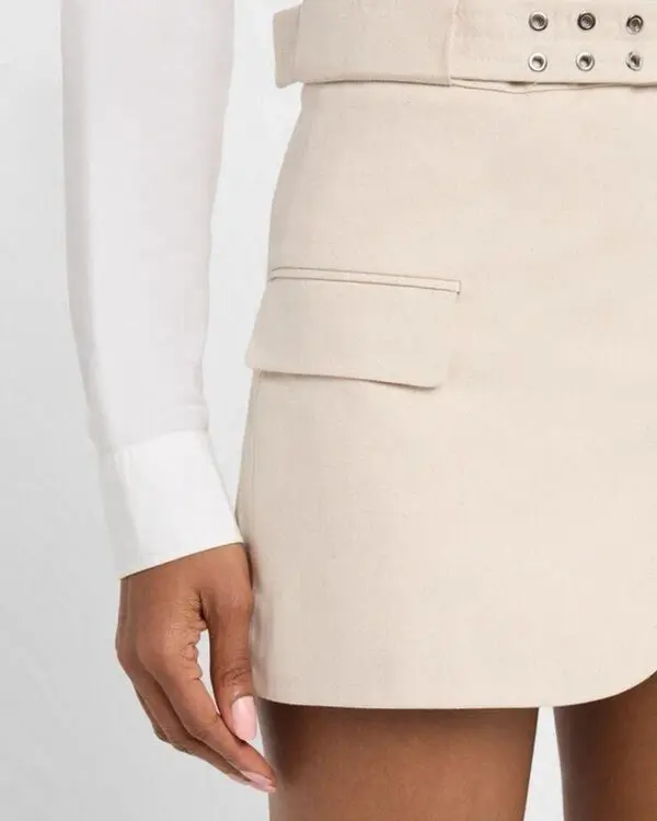 GANNI Cotton Melange Tailoring Mini Skirt - Angora
