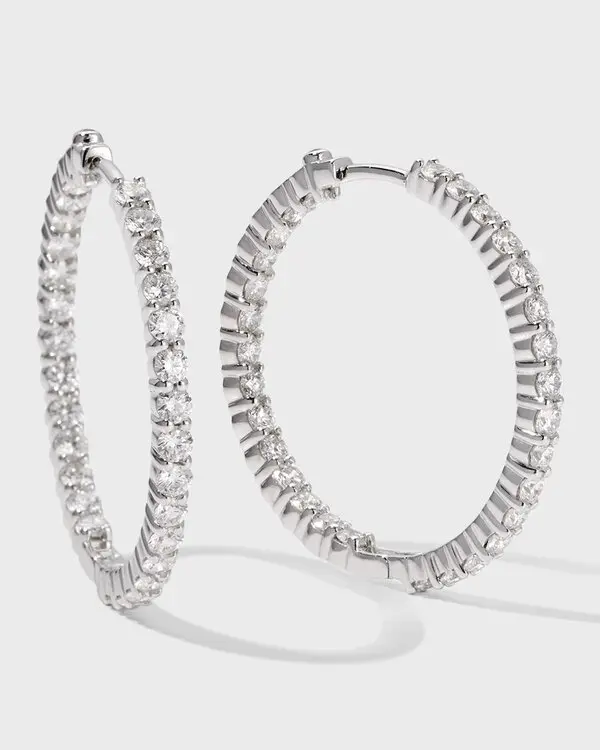 Roberto Coin 18k Gold Diamond Hoop Earrings - White Gold