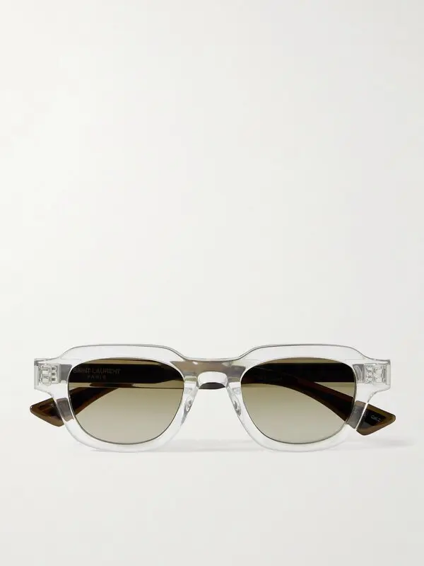 Saint Laurent D-frame Acetate And Silver-tone Sunglasses - Neutrals