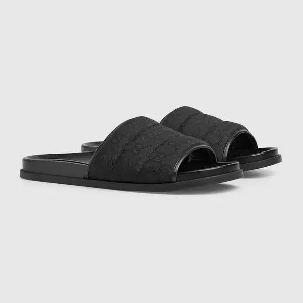 Gucci Gg Canvas Slide Sandal - Black