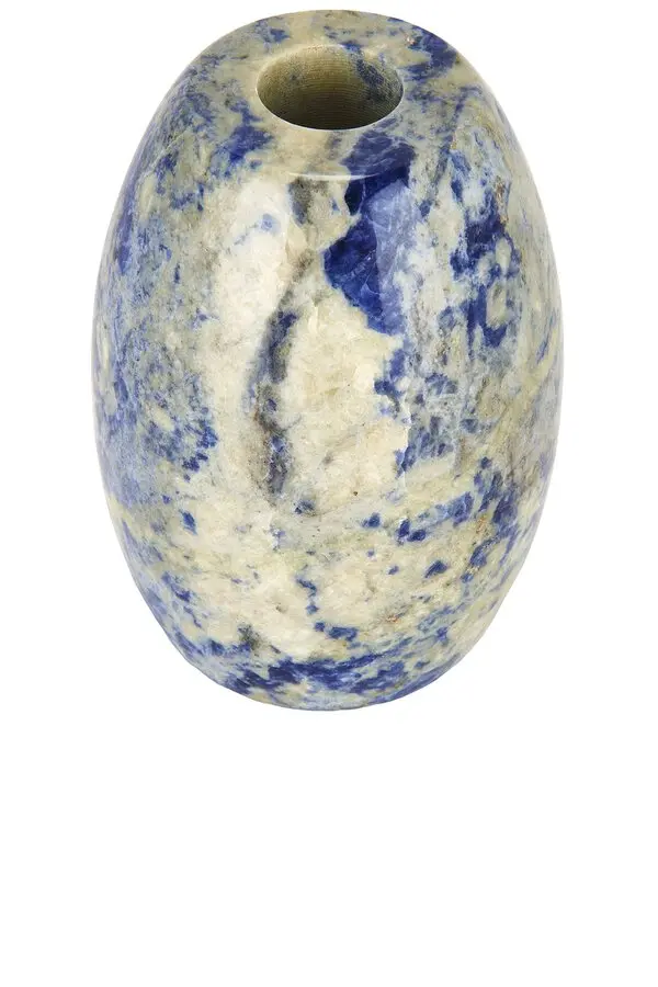 LOREN STEWART Ovo Candle Holder In Blue - Blue Marble