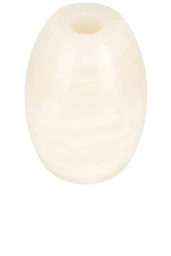 LOREN STEWART Ovoid Candle Holder In White - White Onyx