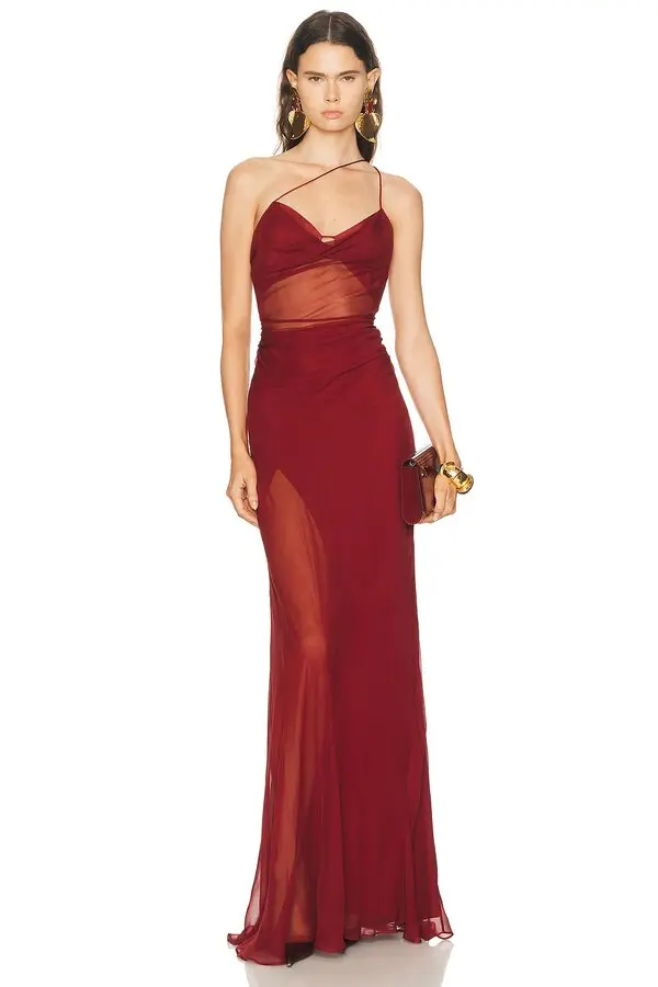 THE SEI Strappy Diaphanous Gown - Brick