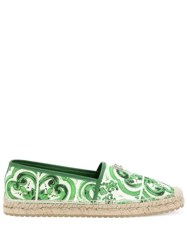 Dolce & Gabbana Majolica Print Espadrilles - Green