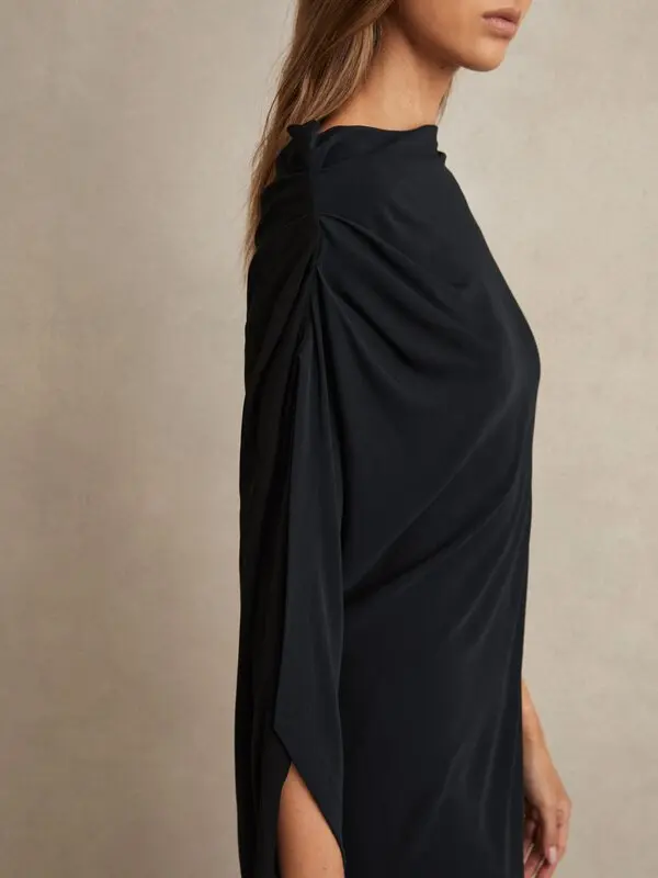 REISS Elia Asymmetric Draped Jersey Dress