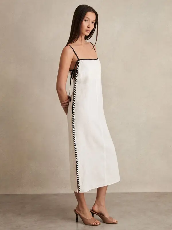 REISS Dakota Linen Midi Dress