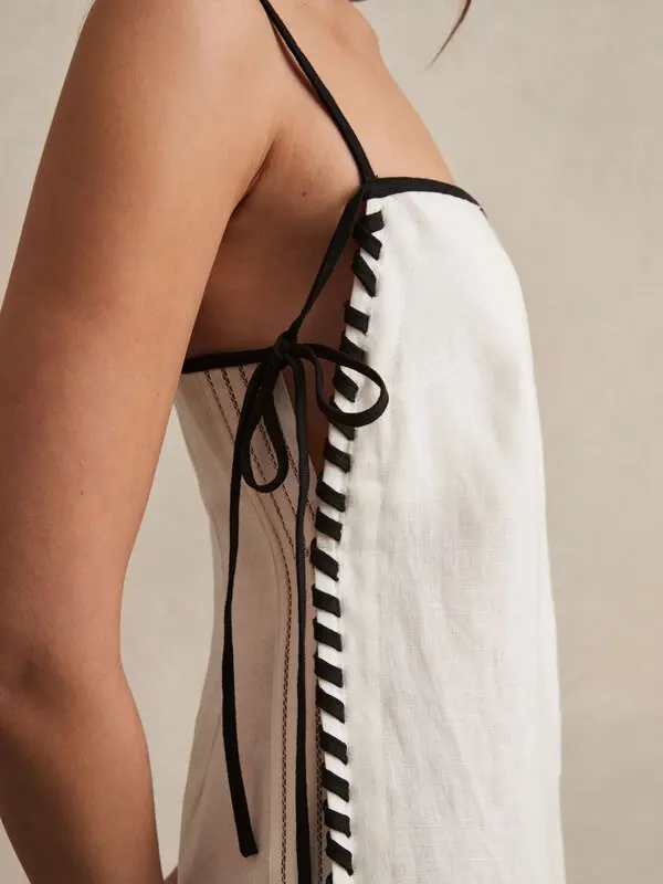 REISS Dakota Linen Midi Dress