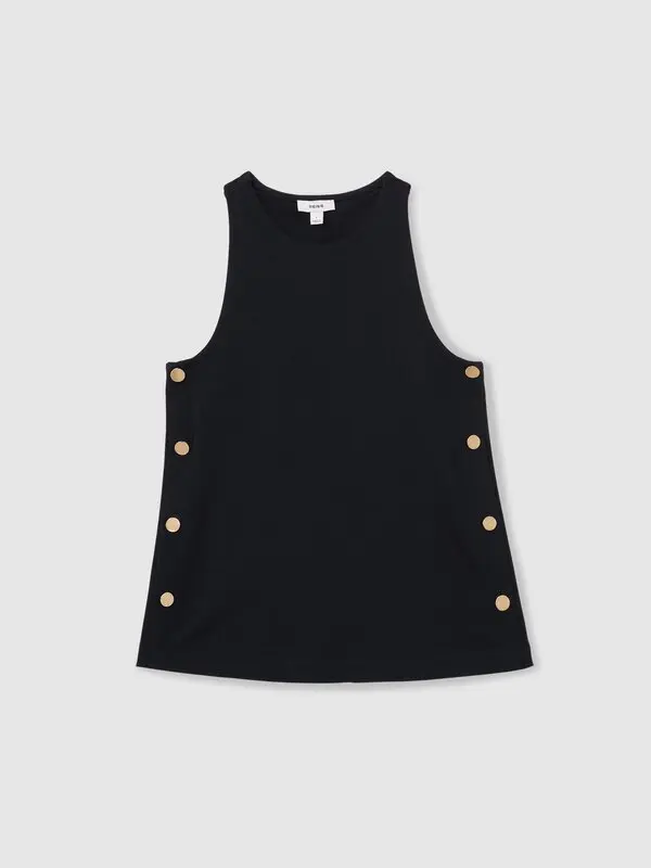 REISS Cosmo Button Side Sleeveless Top