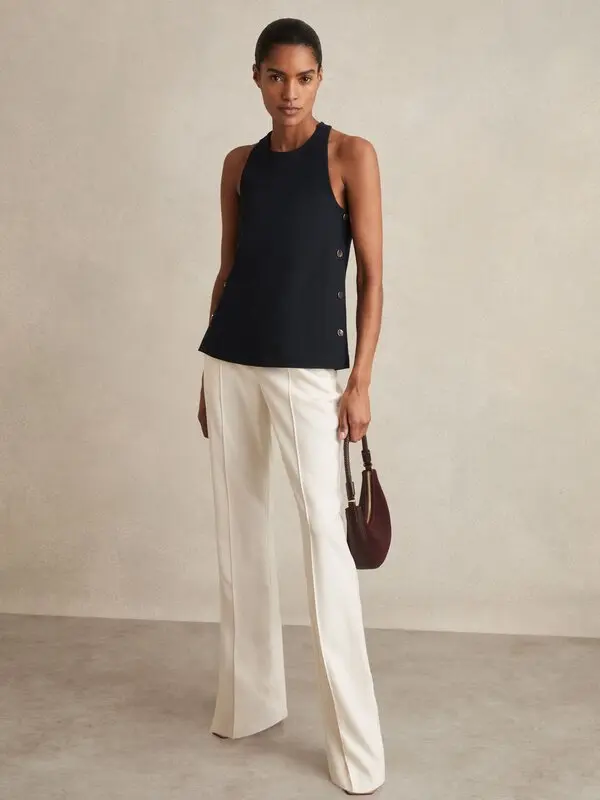REISS Cosmo Button Side Sleeveless Top