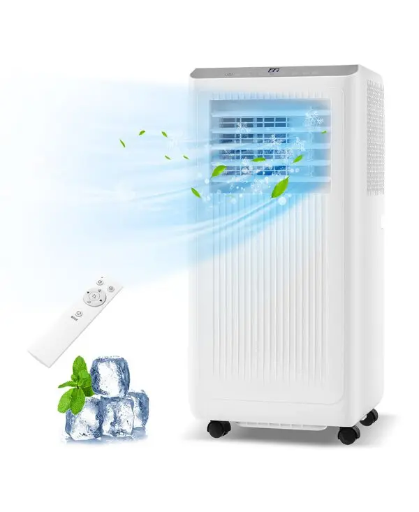 GYMAX 8000 Btu Portable Air Conditioner 3 In 1 Ac Unit Fan & Dehumidifier For Rooms Up To 250 Sq Ft - White
