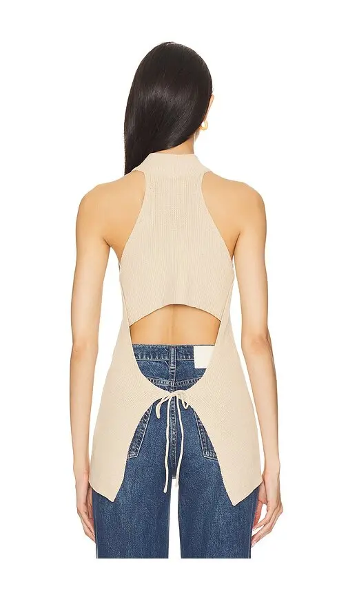 Heartloom Ribbed Knit Turtleneck Top With Back Tie Closure