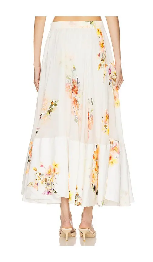 Hemant & Nandita Floral Organza Midi Skirt - Ivory Floral