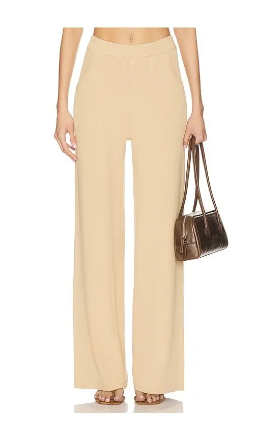 AEXAE Fine Knit Ribbed Straight Leg Pant