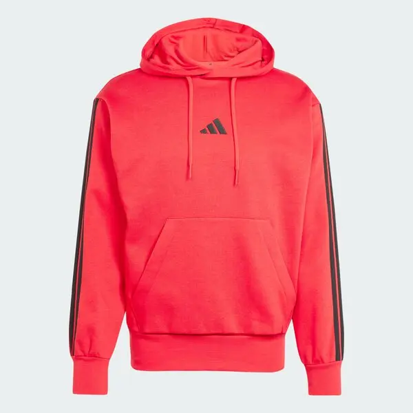 Adidas Essentials 3-stripes Fleece Hoodie - Pure Ruby / Black