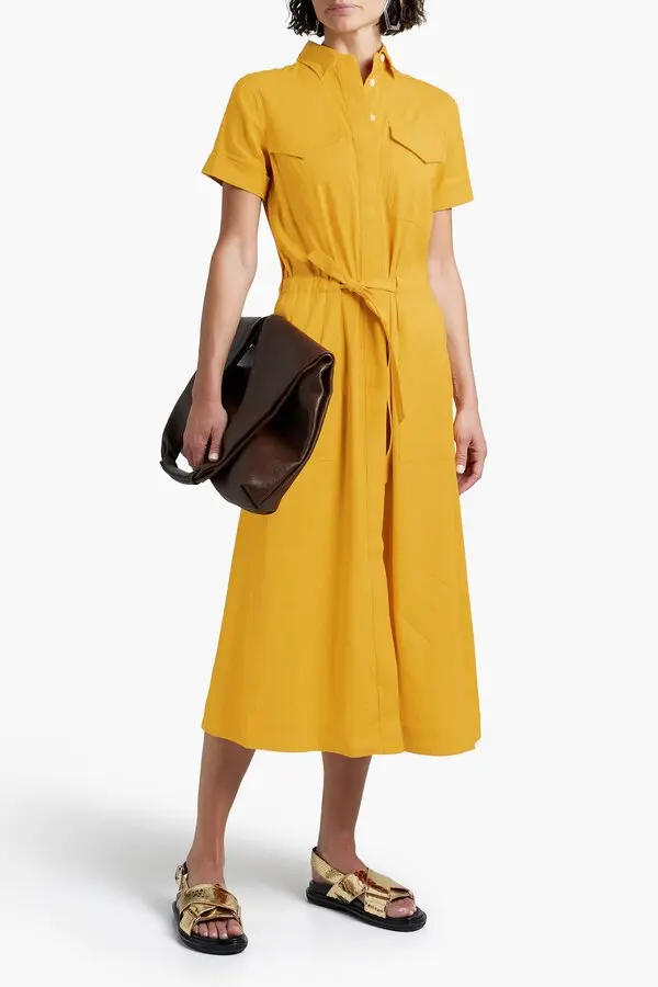 Rag & Bone Luna Linen-Blend Midi Shirt Dress In Saffron - 60% Off |  Editorialist