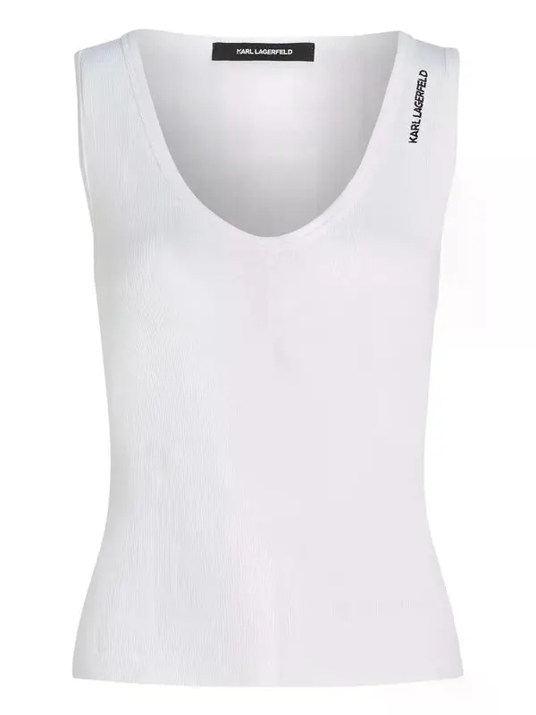 Karl Lagerfeld Ribbed Tank Top - White