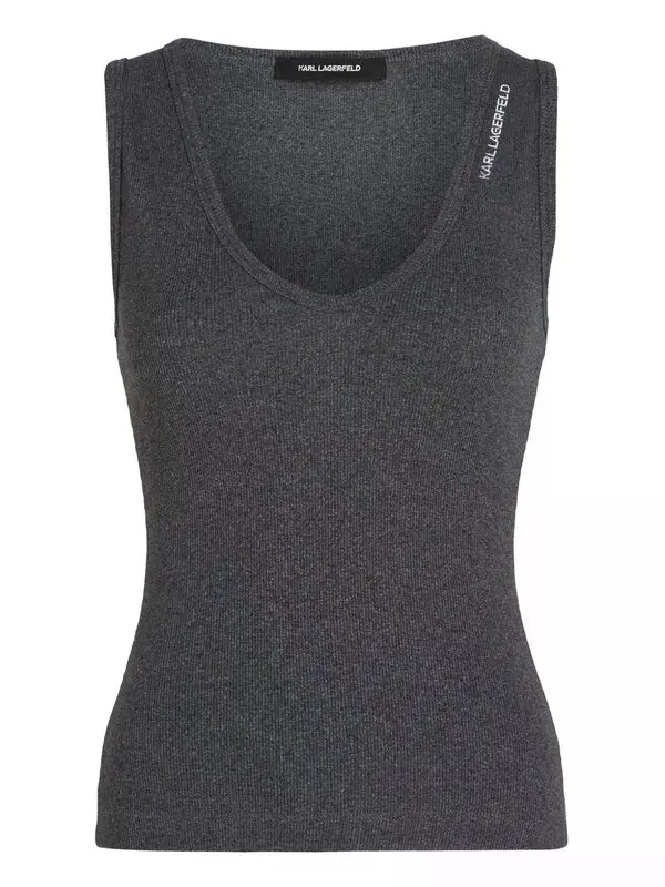 Karl Lagerfeld V-neck Ribbed Tank Top - Grey