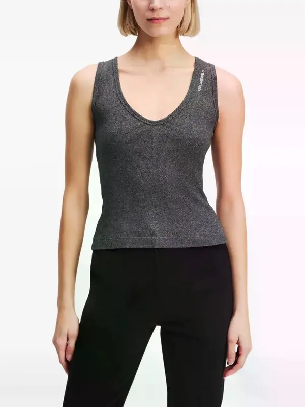 Karl Lagerfeld V-neck Ribbed Tank Top - Grey