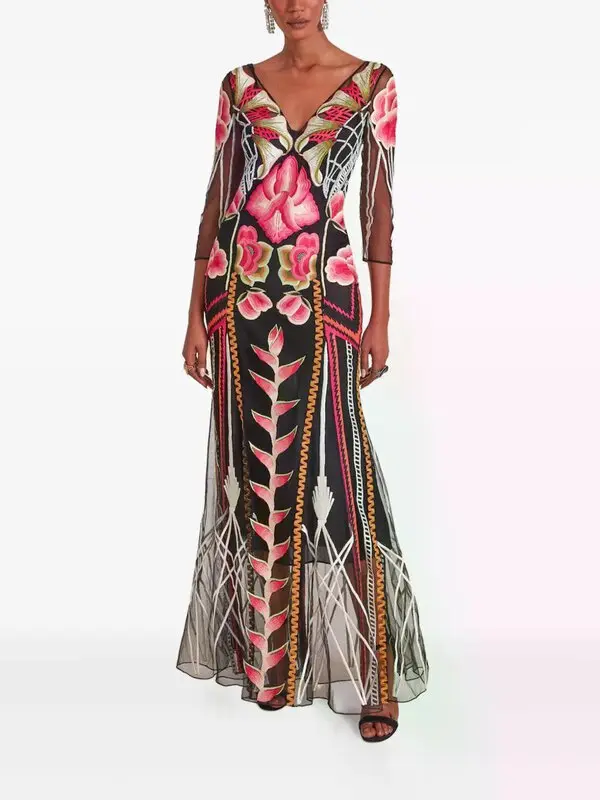 TEMPERLEY LONDON Romina Floral-embroidered Maxi Dress
