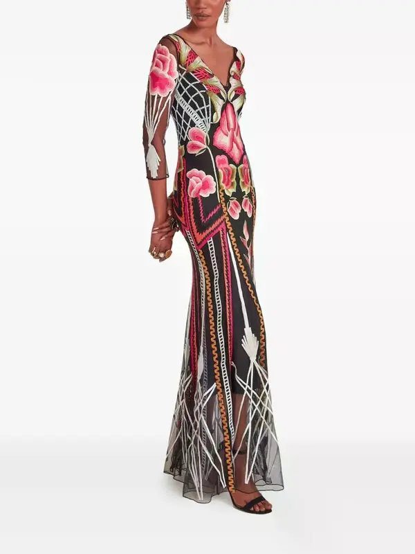 TEMPERLEY LONDON Romina Floral-embroidered Maxi Dress