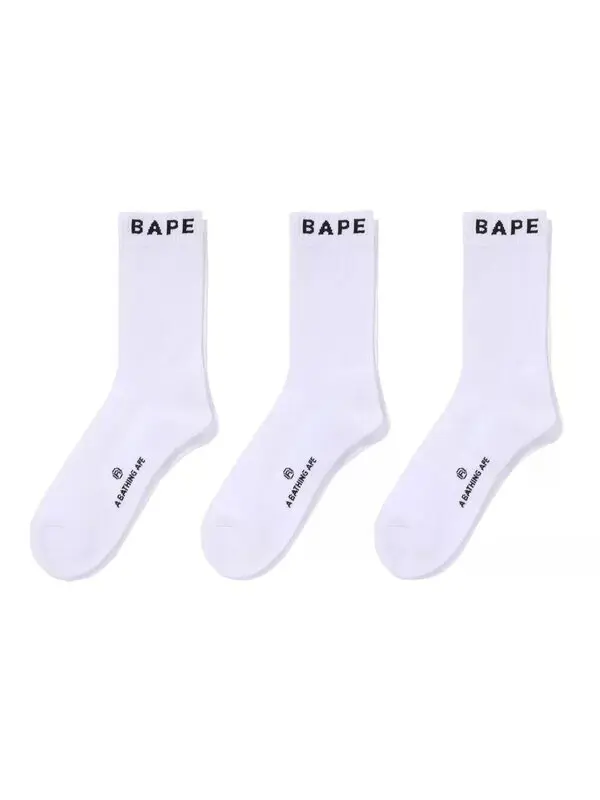 A BATHING APE® Logo Socks - White