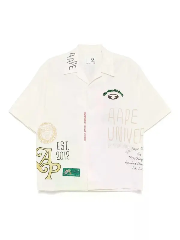AAPE BY *A BATHING APE Logo-embroidered Shirt - Neutrals