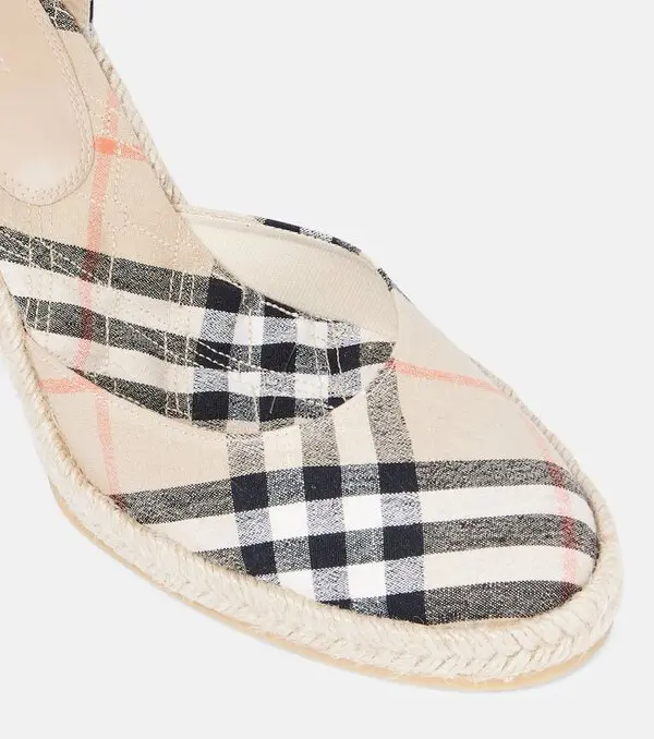 Burberry Check Espadrille Wedge Sandals