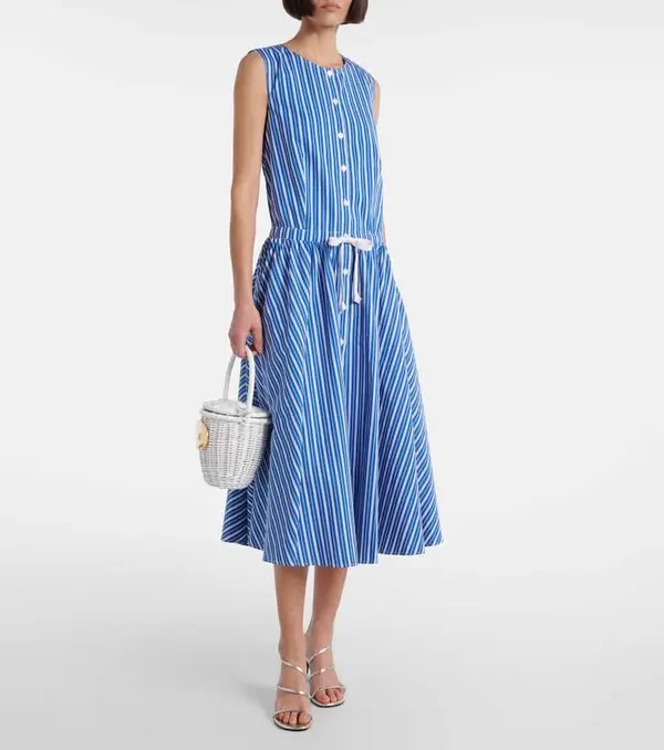 PATOU Striped Cotton Shirt Dress