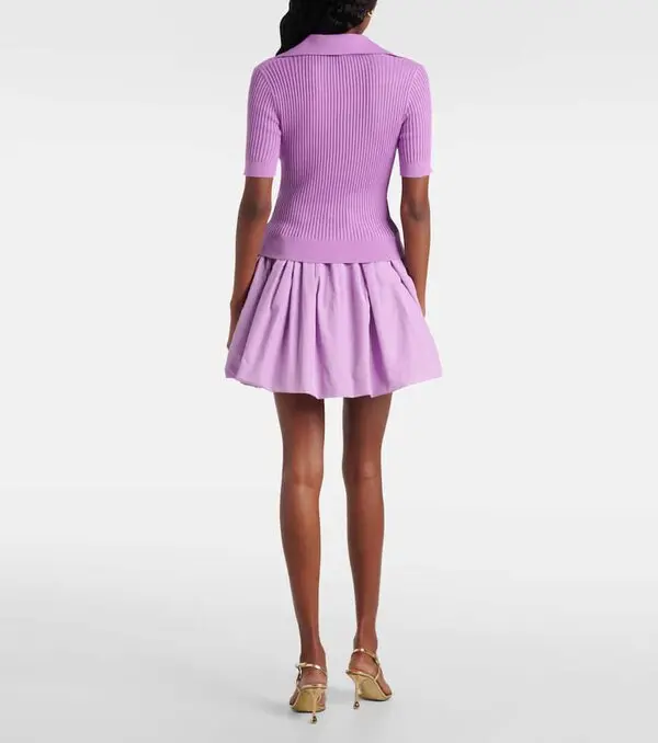 PATOU Ribbed-knit Cotton Polo Shirt - Purple