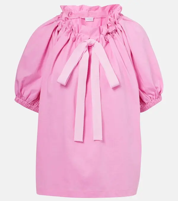 PATOU Cotton Jersey Bow Top - Pink