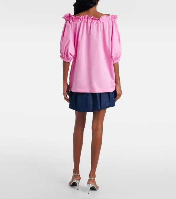 PATOU Cotton Jersey Bow Top - Pink