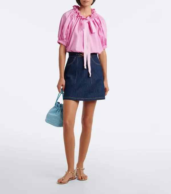 PATOU Cotton Jersey Bow Top - Pink