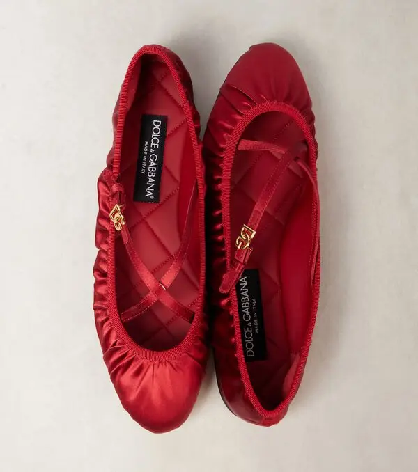 Dolce & Gabbana Dg Satin Ballet Flats - Red