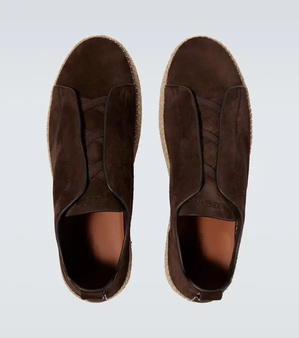 Zegna Triple Stitch Suede Espadrilles - Brown