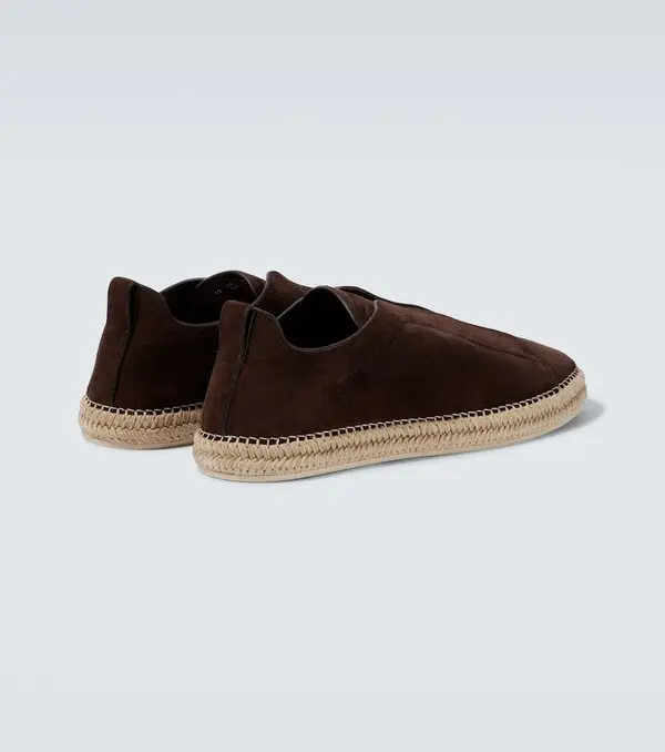 Zegna Triple Stitch Suede Espadrilles - Brown