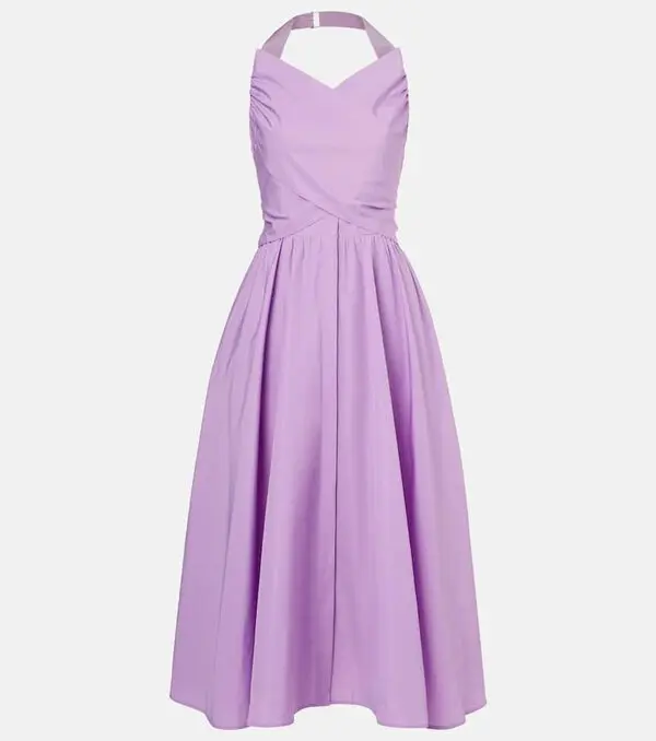 PATOU Gathered Faille Midi Dress