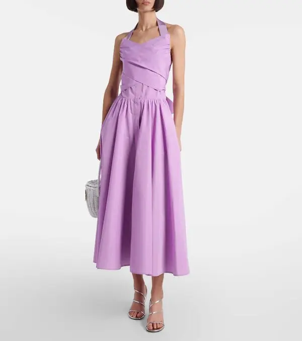 PATOU Gathered Faille Midi Dress