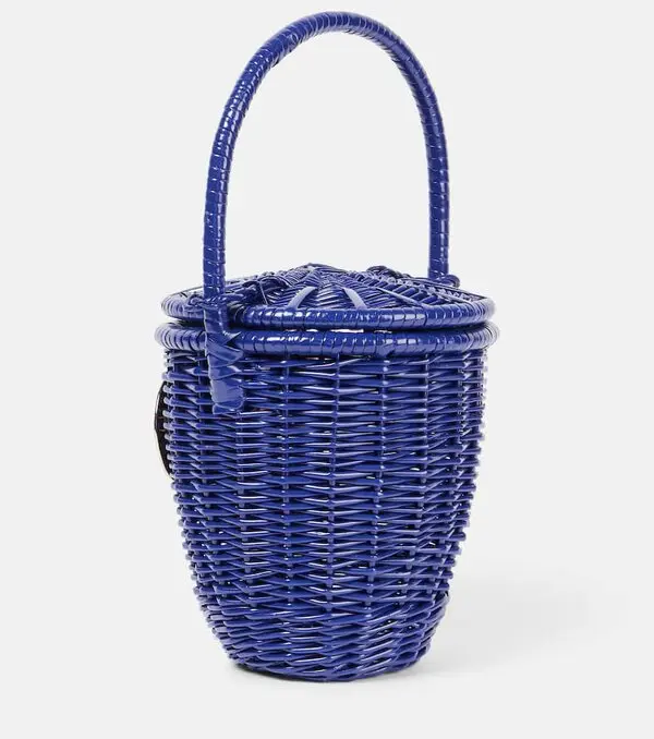 PATOU Embellished Wicker Bucket Bag - Blue