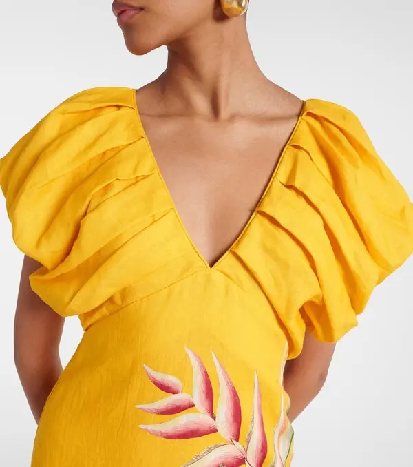 Farm Rio Spring Awakening Floral Linen Midi Dress