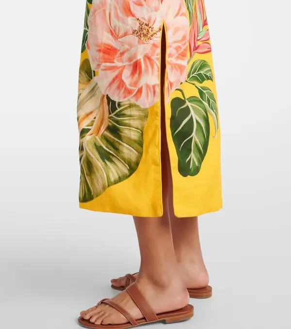 Farm Rio Spring Awakening Floral Linen Midi Dress