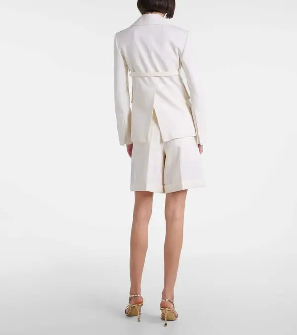 PATOU Double-breasted Belted Wool-blend Blazer - White