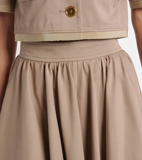 PATOU Gathered Cotton Gabardine Midi Skirt