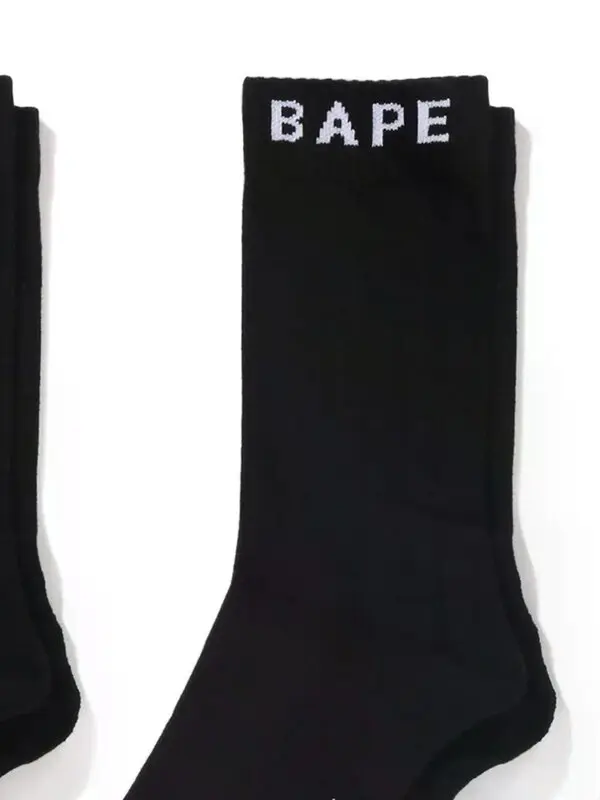 A BATHING APE Logo-embellished Crew Socks - Black