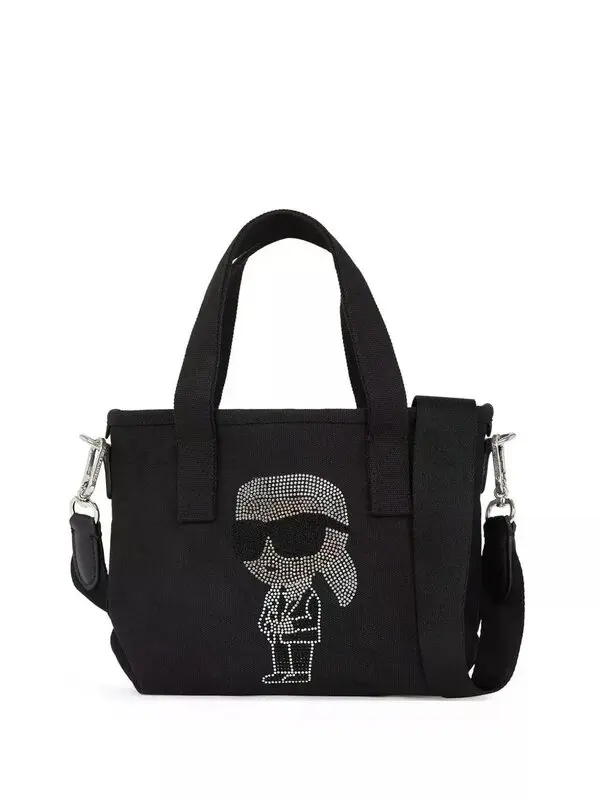 Karl Lagerfeld Ikon Rhinestones Embellished Tote - Black