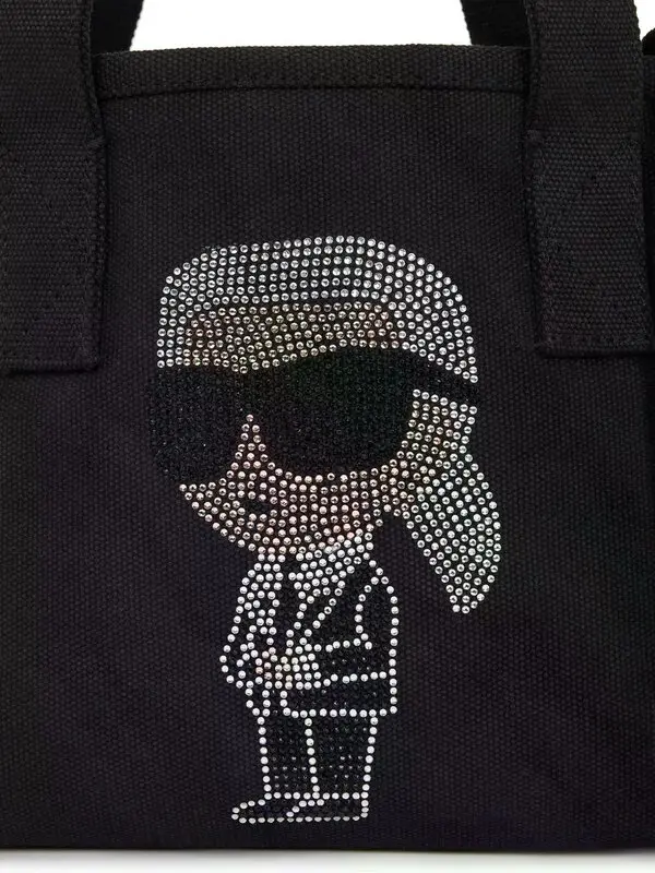 Karl Lagerfeld Ikon Rhinestones Embellished Tote - Black